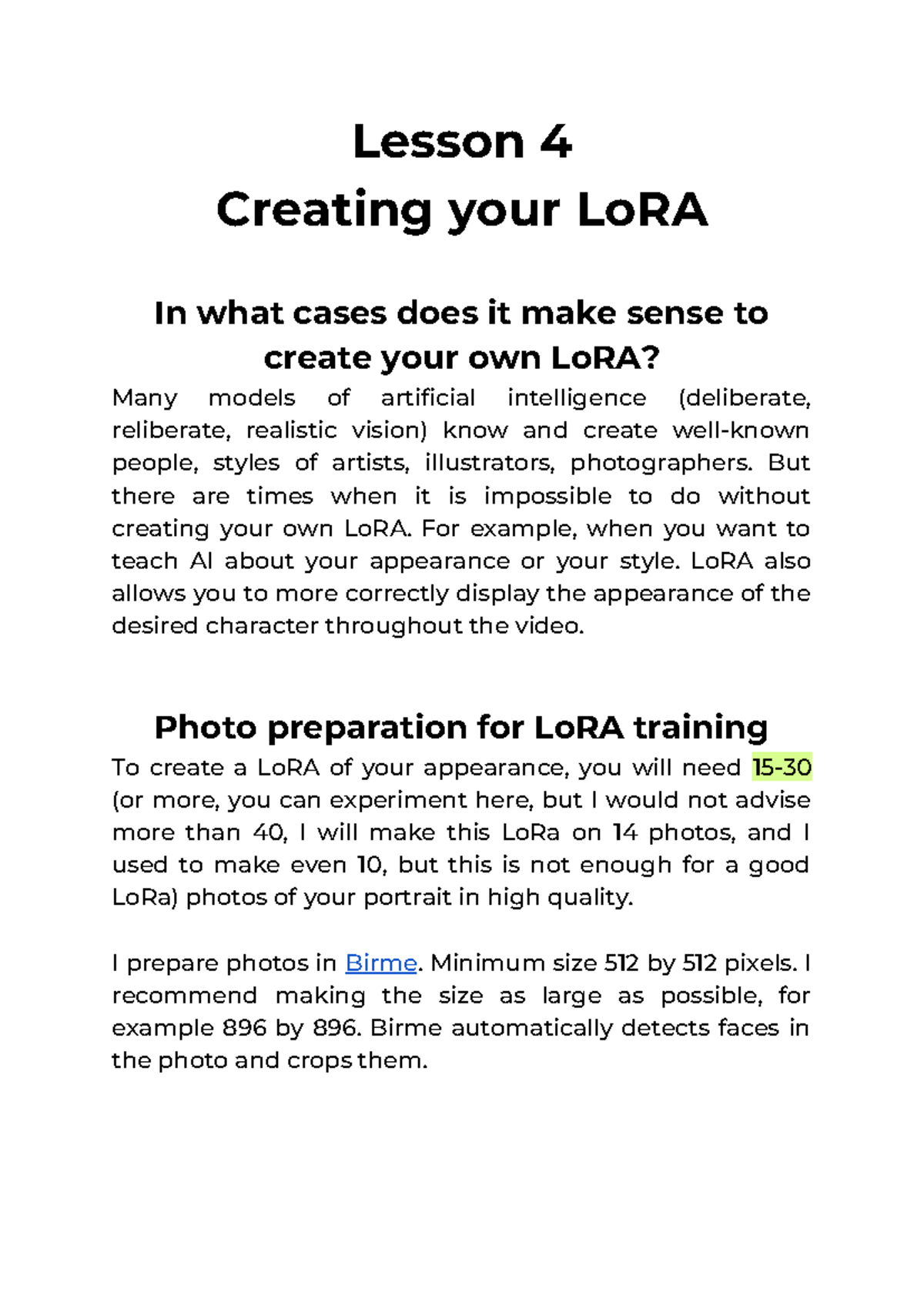 Eng Lesson 4 - ENglish good note - Lesson 4 Creating your LoRA In what ...