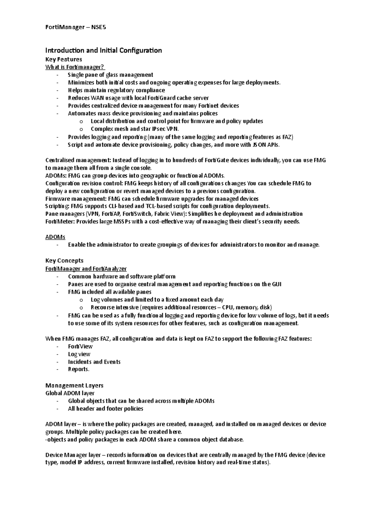 FortiManager Configuration & Management Overview (CS101) - Studocu