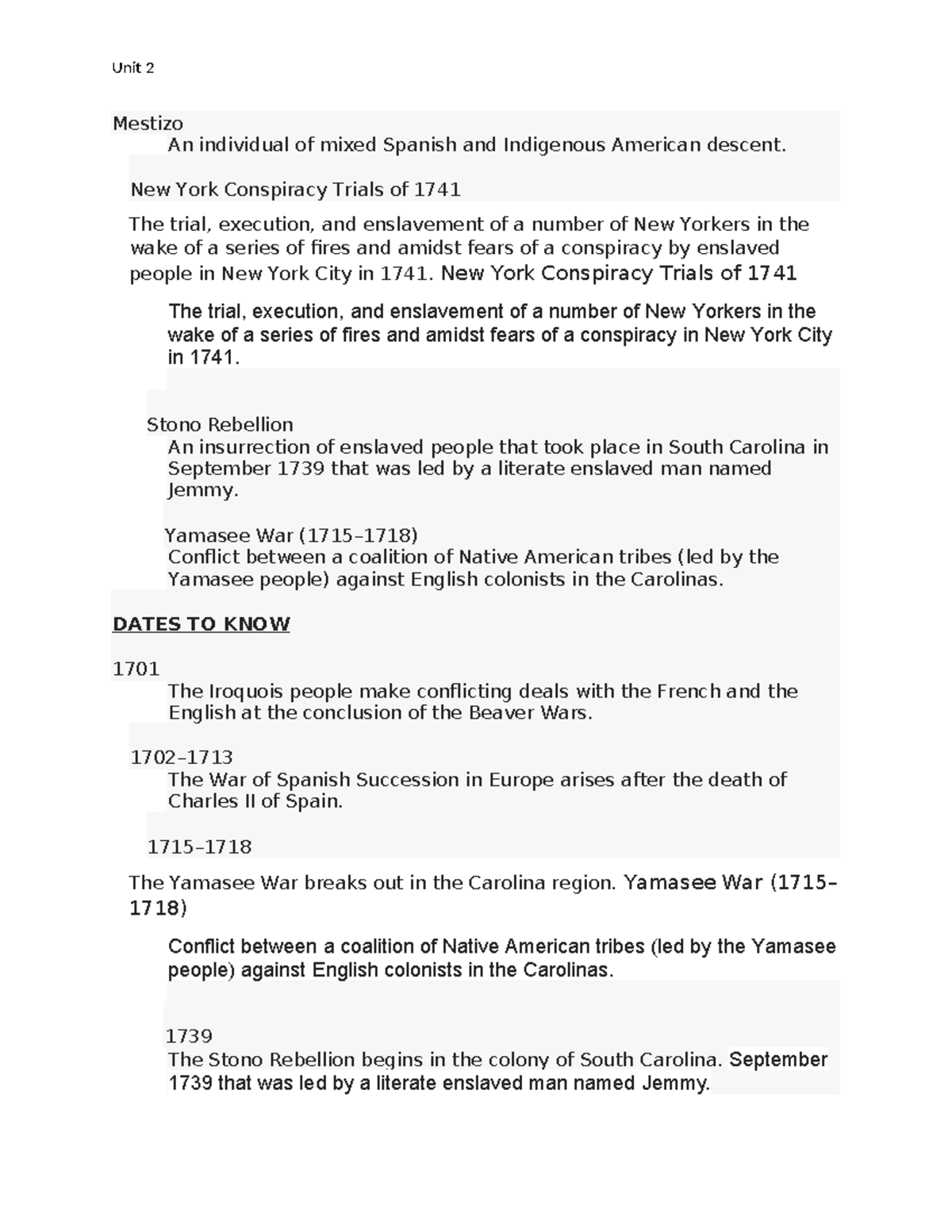 Unit 2 Challenge 2: Colonial America and Conspiracy Trials - Studocu