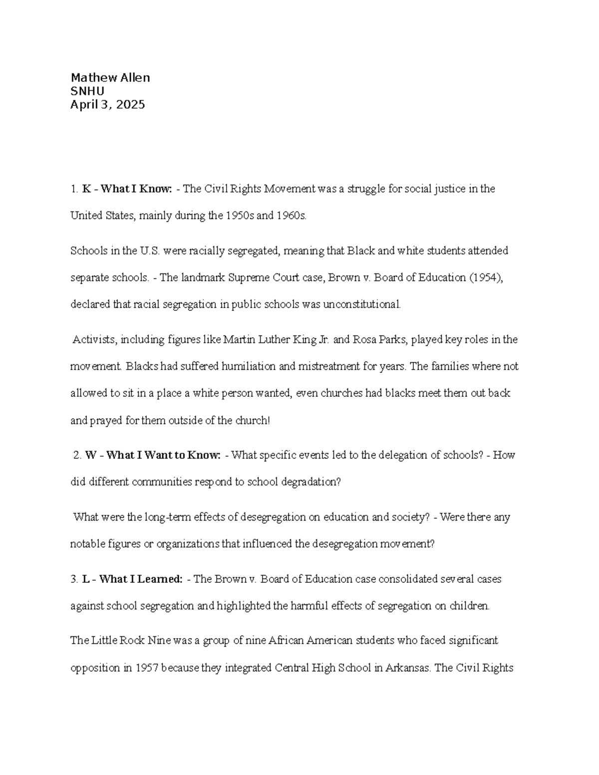 Civil Rights Movement Insights: The Little Rock Nine Case Study - Studocu