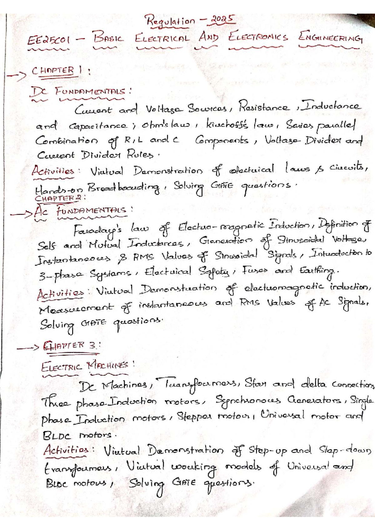 EE25C01 Basic Electrical & Electronics Engineering: DC & AC ...
