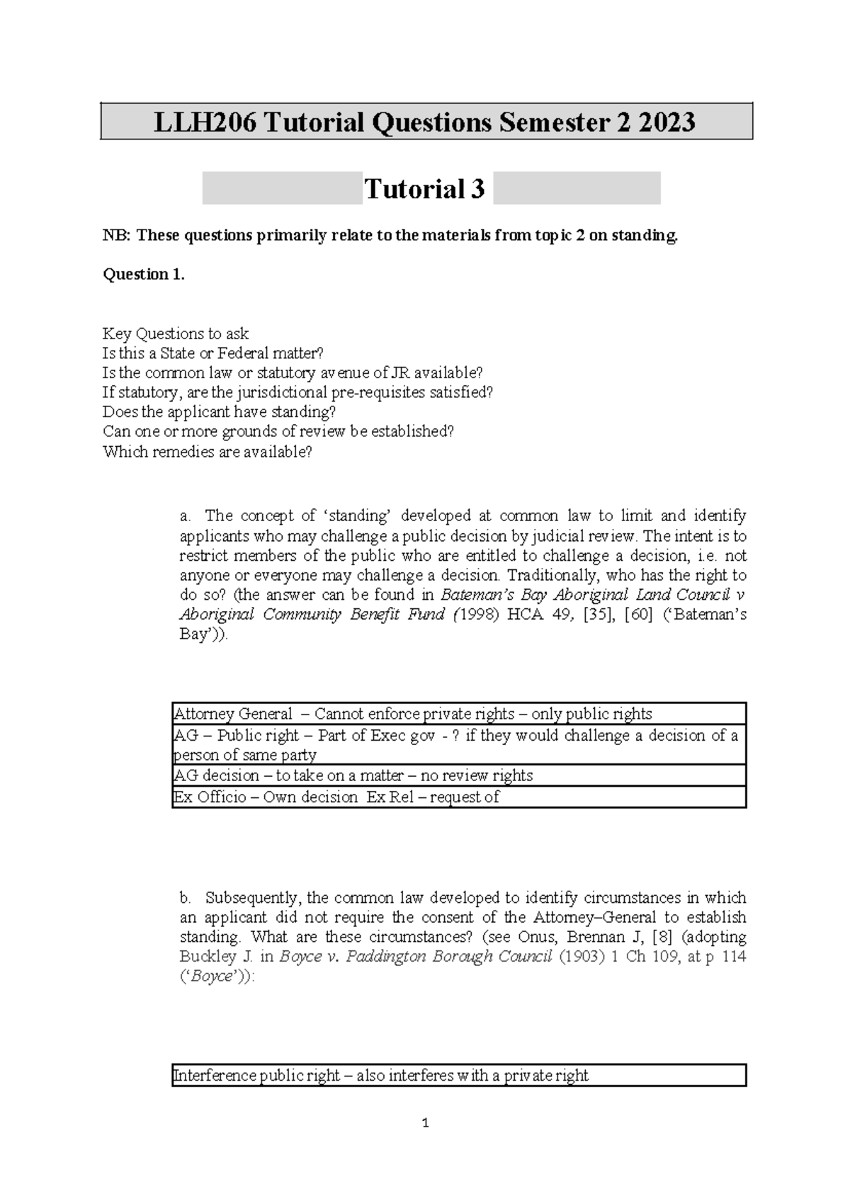 LLH206 Tutorial 3 Student Questions (Week 5) - LLH206 Tutorial Questions Semester 2 2023 ...