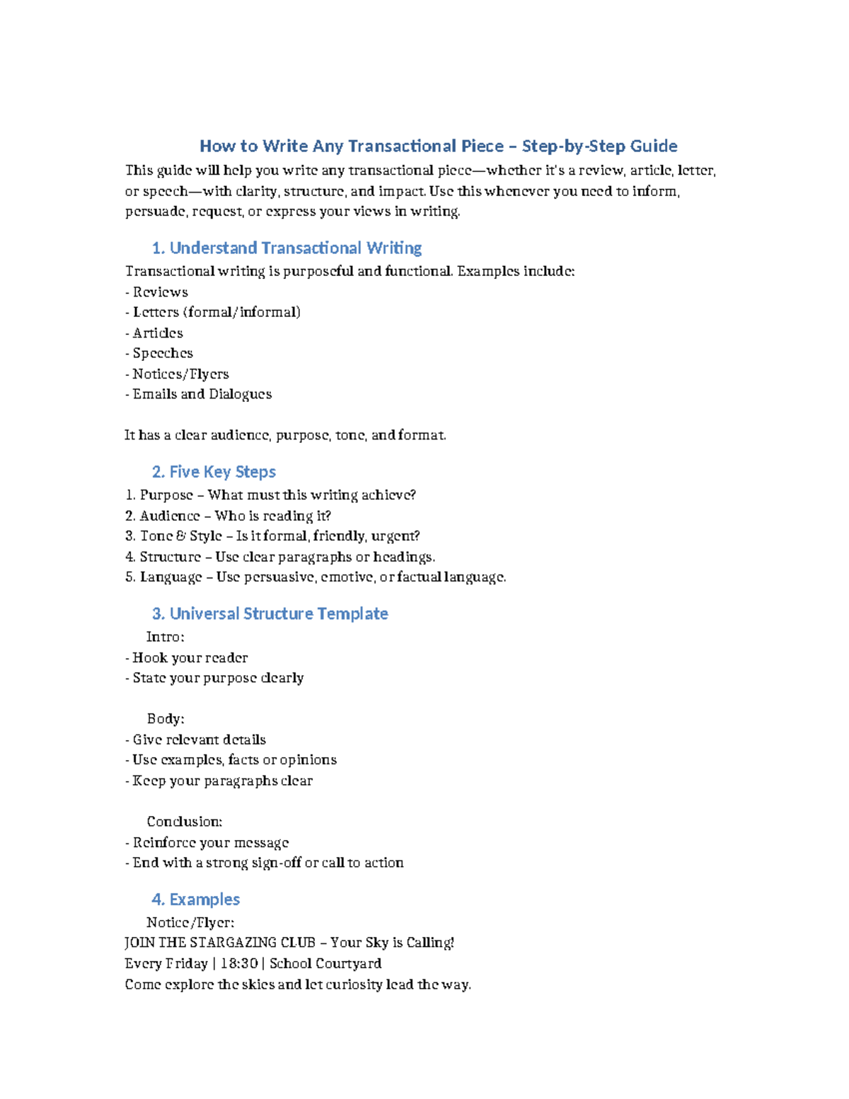 How to Write Transactional Pieces: A Comprehensive Guide - Studocu