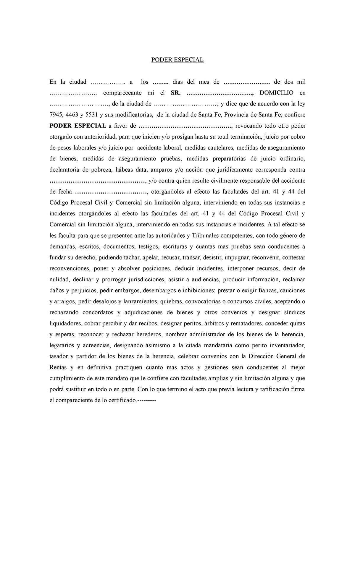 Modelo de Poder Especial - Nota: 10 - Studocu