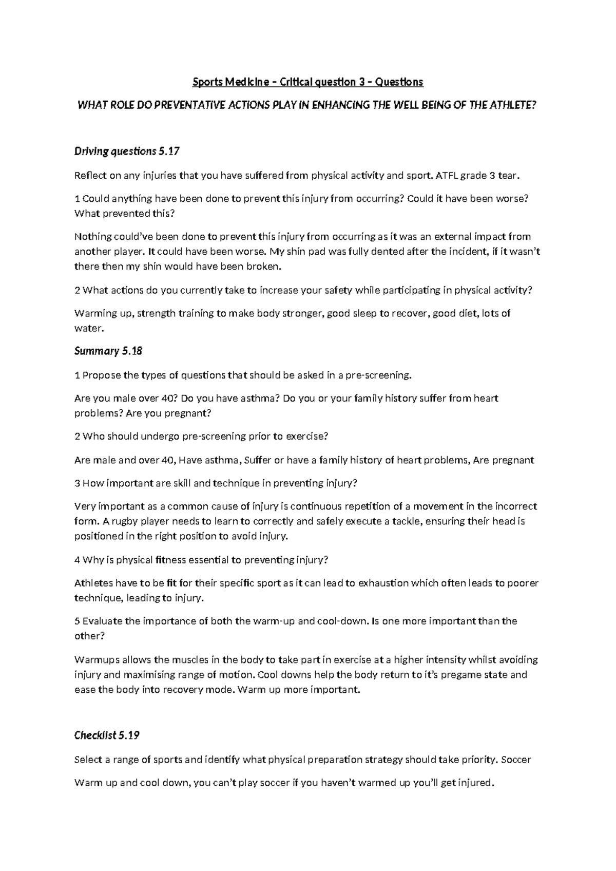 CQ3-Reflections on Preventative Actions in Sports Medicine - PDHPE ...