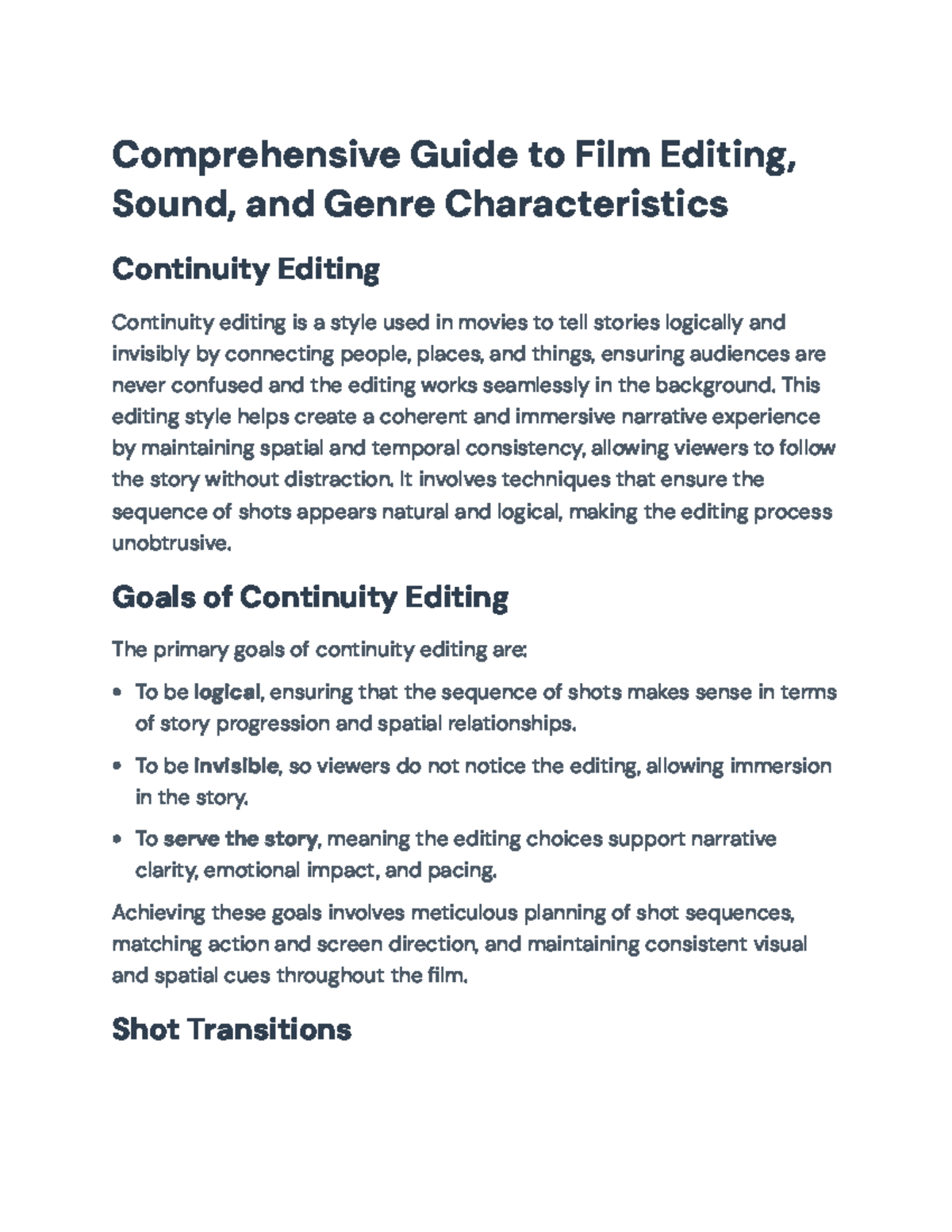 Comprehensive Guide to Film Editing & Sound Design Techniques - Studocu