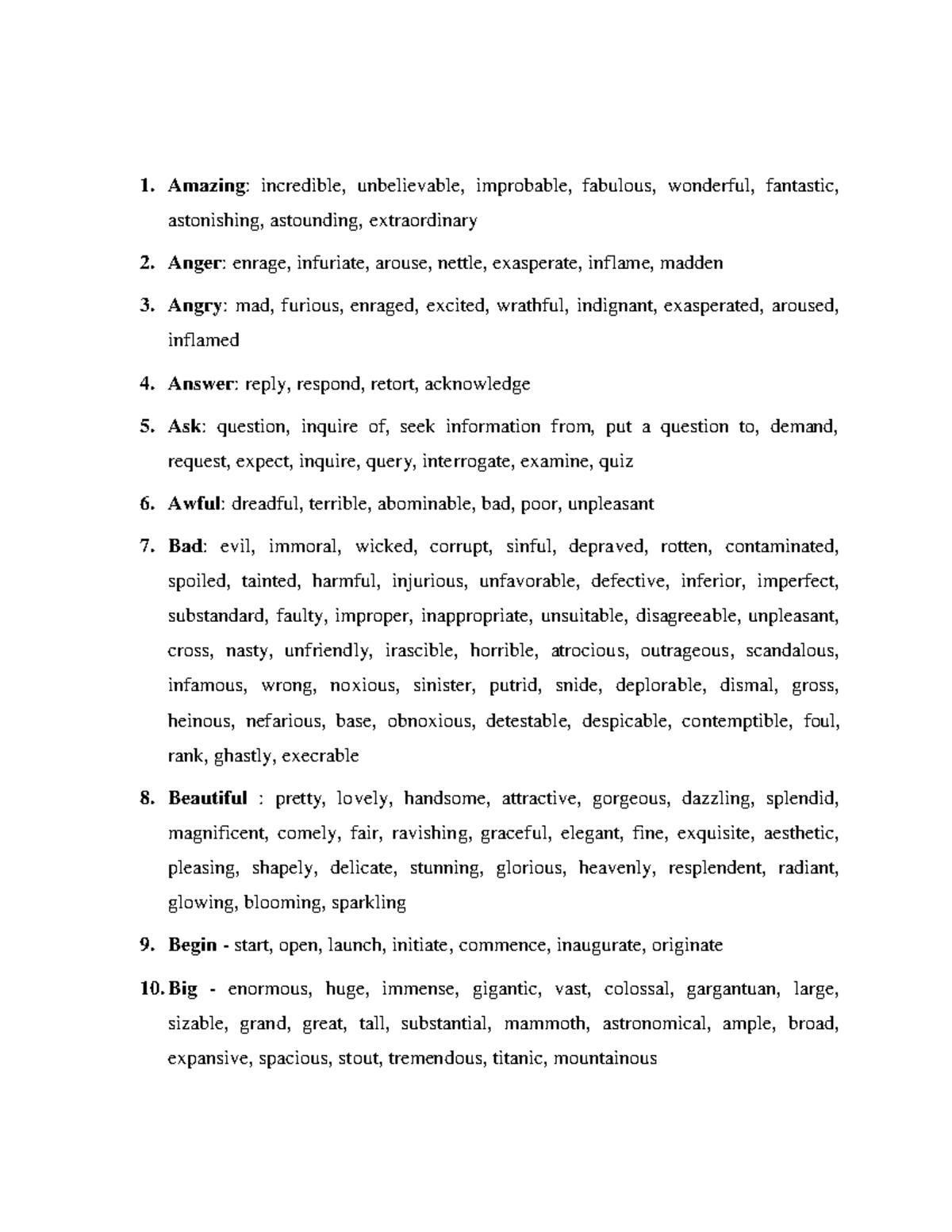 Ielts Synonyms FOR Common Words - Amazing: incredible, unbelievable ...