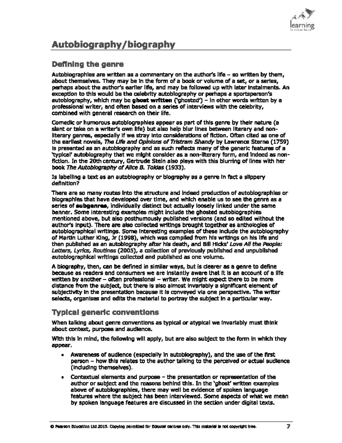Autobiography-Biography notes - learning for better future Defining the ...