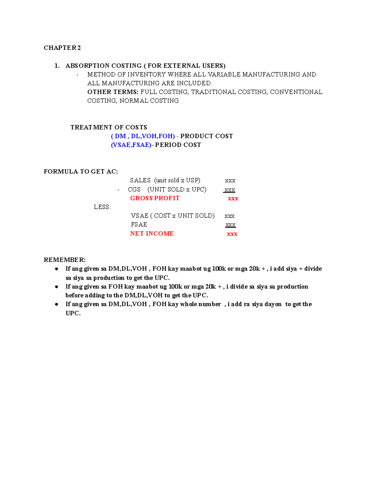 Management Accounting Notes - Chapter 2 Overview and Concepts - Studocu