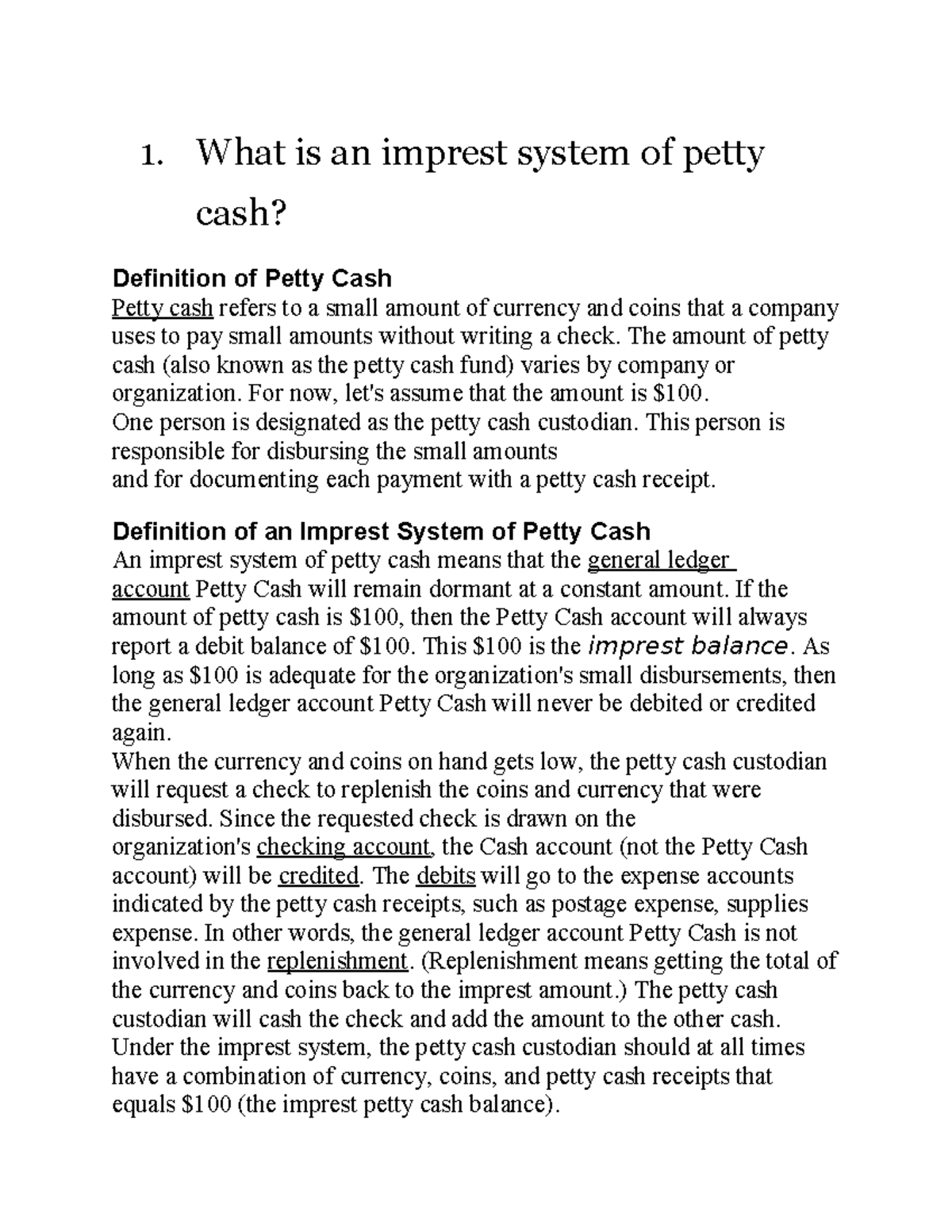 Imprest System for Petty Cash Management: Understanding Cash Accounting ...