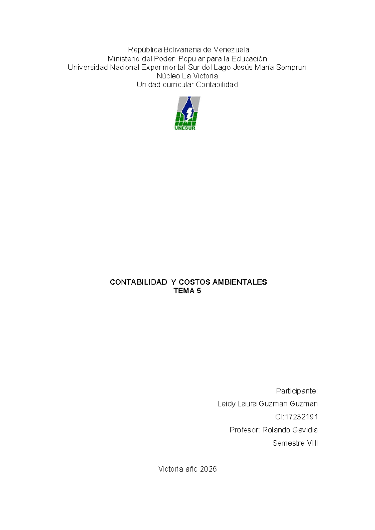 Contabilidad y Costos Ambientales - Tema 5 (CONTABILIDAD) - Studocu