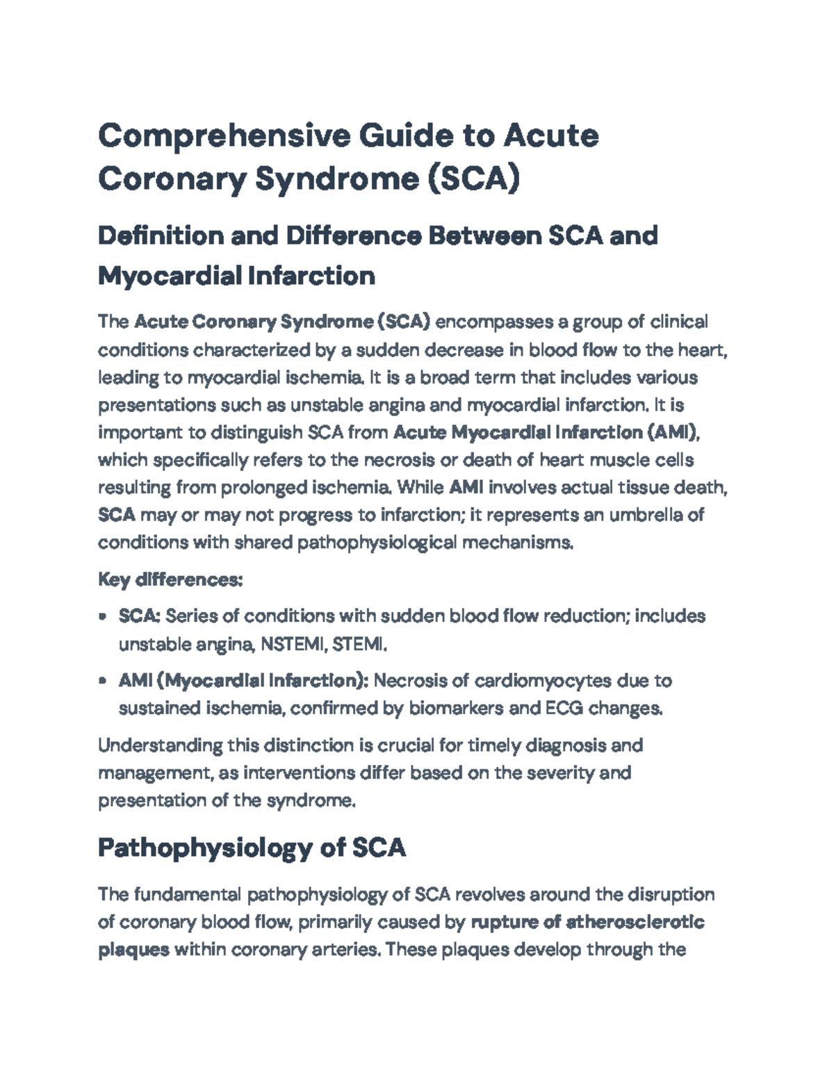 Comprehensive Overview of Acute Coronary Syndrome Management (SCA ...