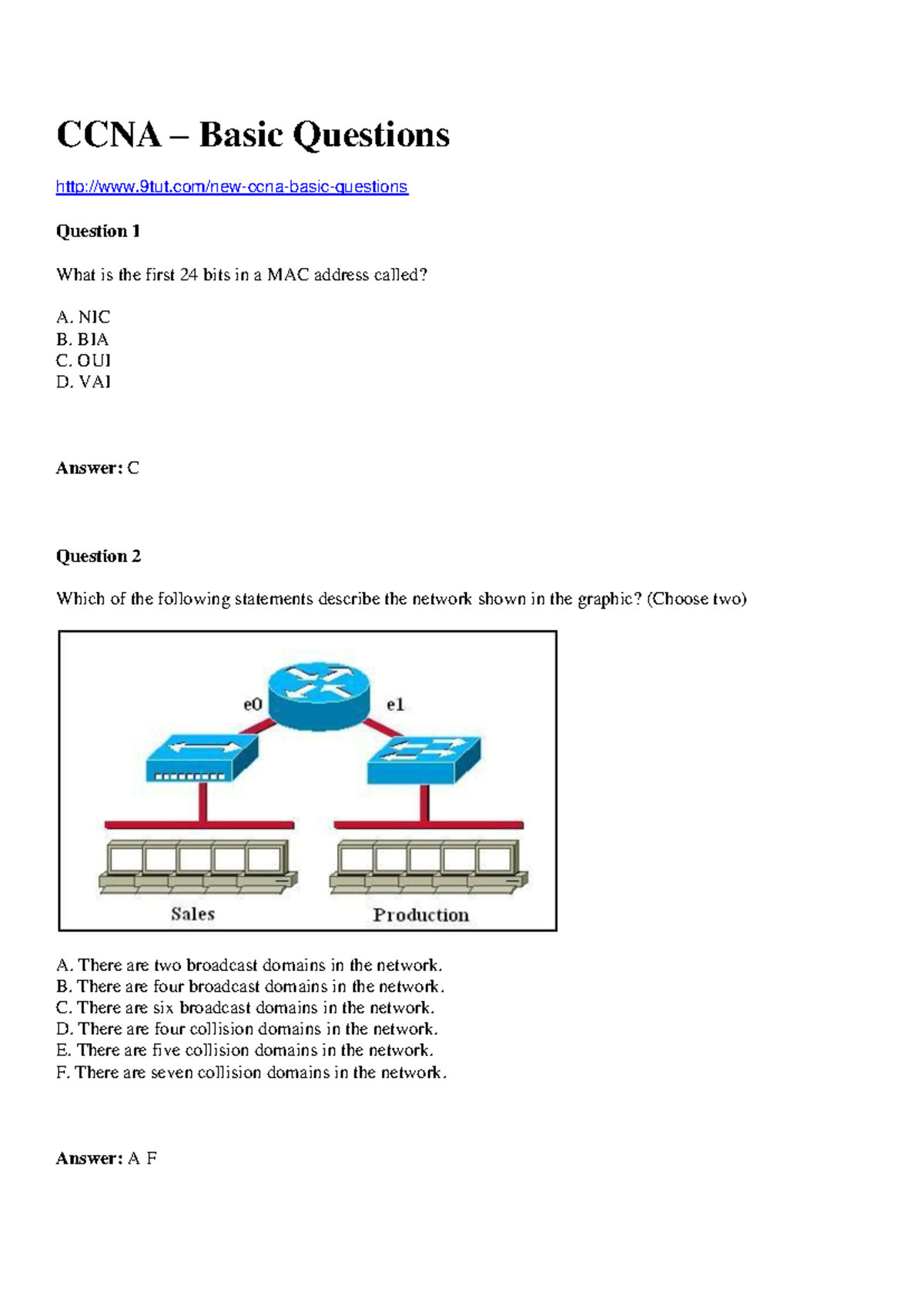 CCNA Exam Prep: Essential Questions & Answers for Success - Studocu