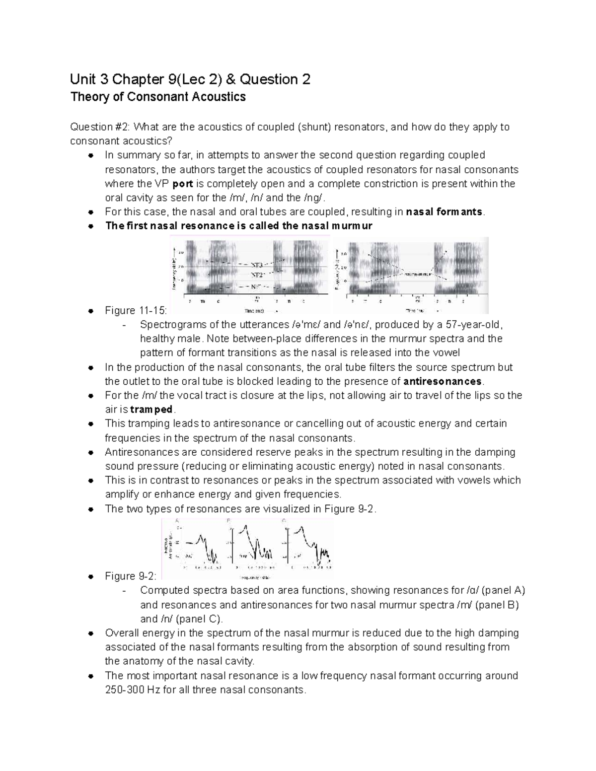 Unit 3 Chapter 9 (Lec 2) - Acoustics of Coupled Resonators & Nasal ...