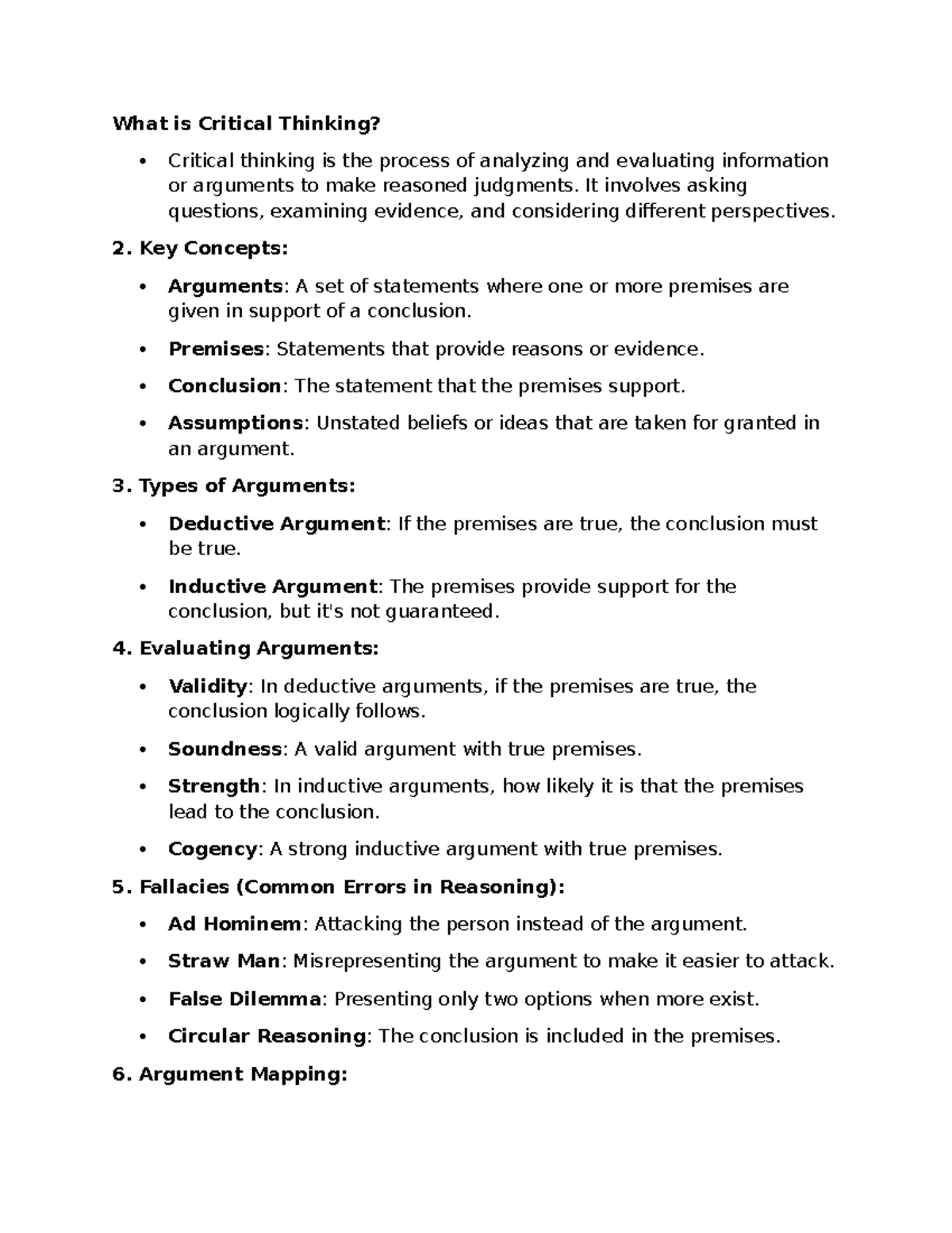 Critical Thinking Study Guide: Key Concepts & Evaluation Techniques - Studocu