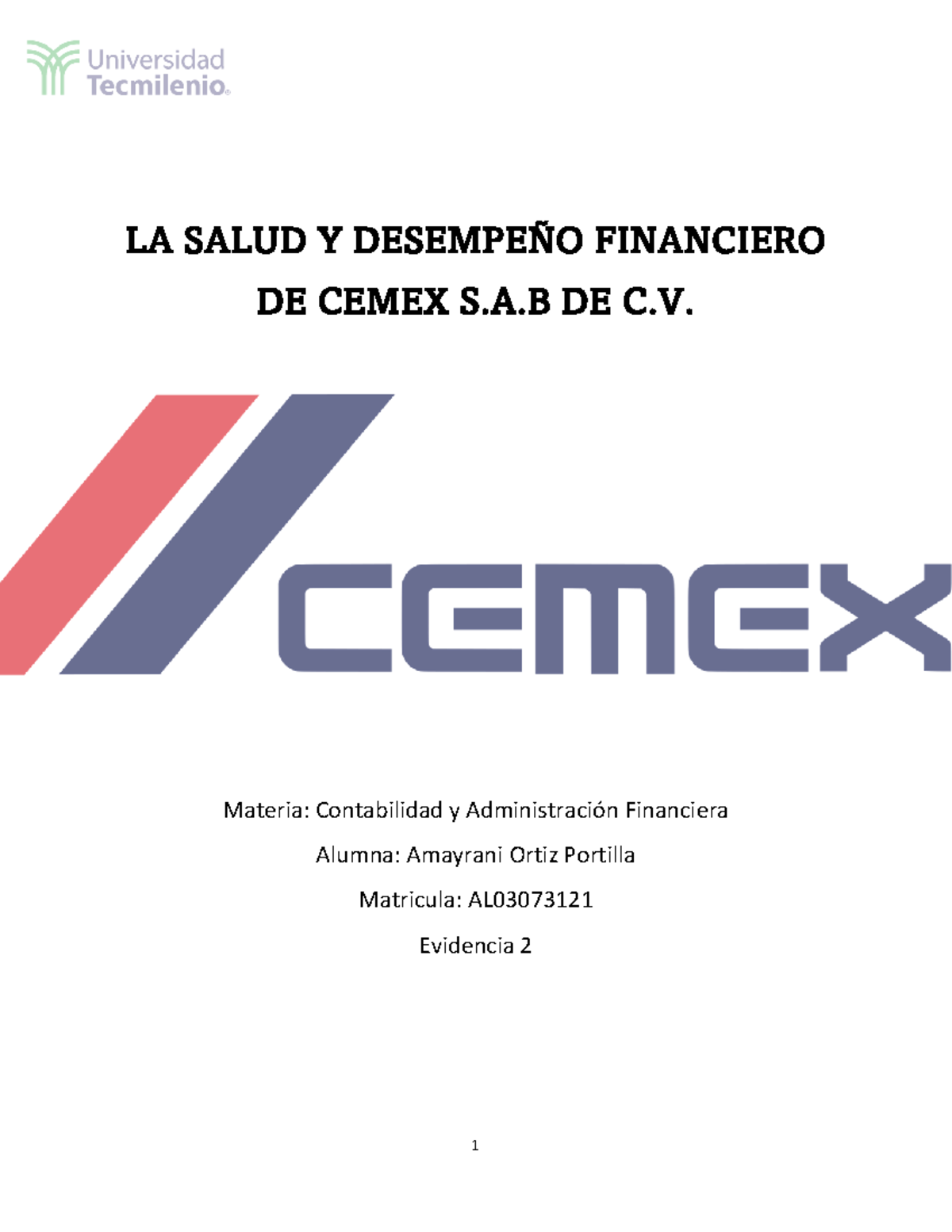 Reporte Final: Análisis Financiero de CEMEX S.A.B. de C.V. en ...