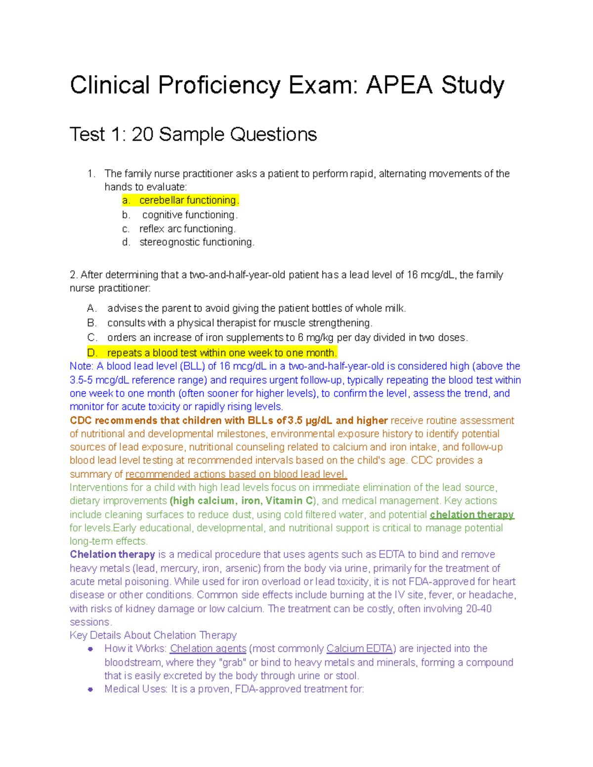 Clinical Proficiency Exam: APEA Practice Test 1 with Sample Qs - Studocu