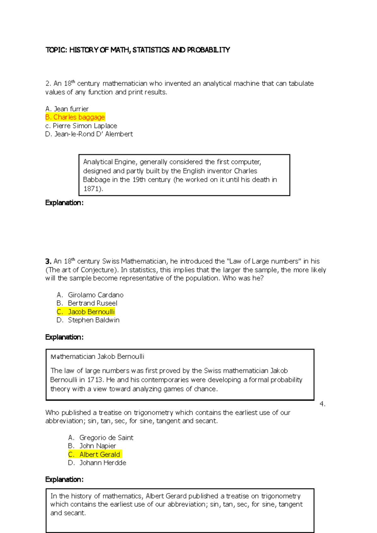 15 History OF MATH, Statistics AND Probability - TOPIC: HISTORY OF MATH ...