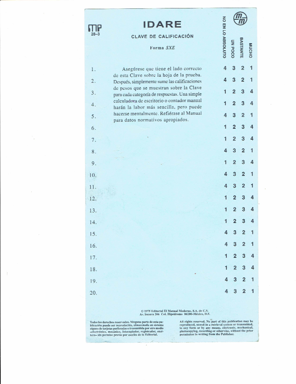 Plantilla Idare - Psicología Clínica - Studocu