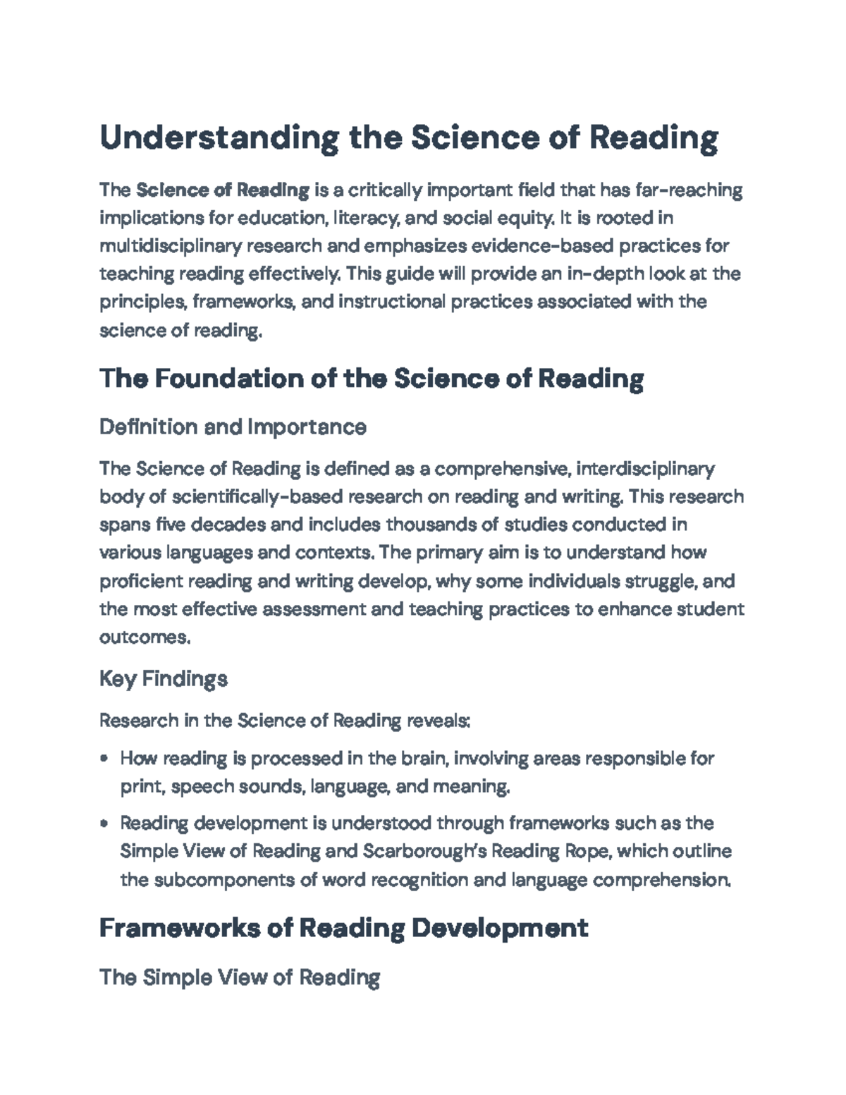 Understanding the Science of Reading: Evidence-Based Practices in ...