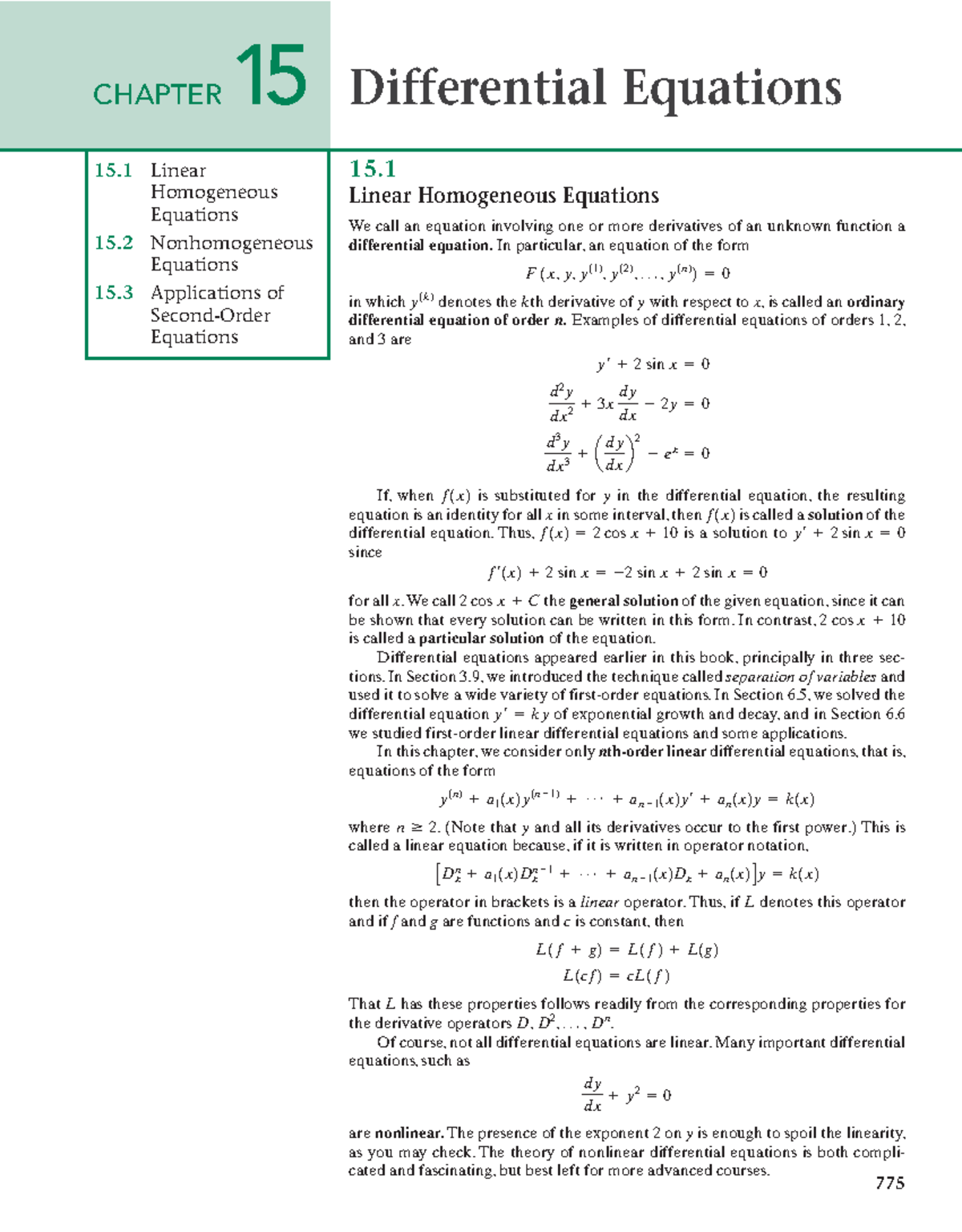 Calculus 9th ed. Purcell Chapter 15: Differential Equations Overview ...