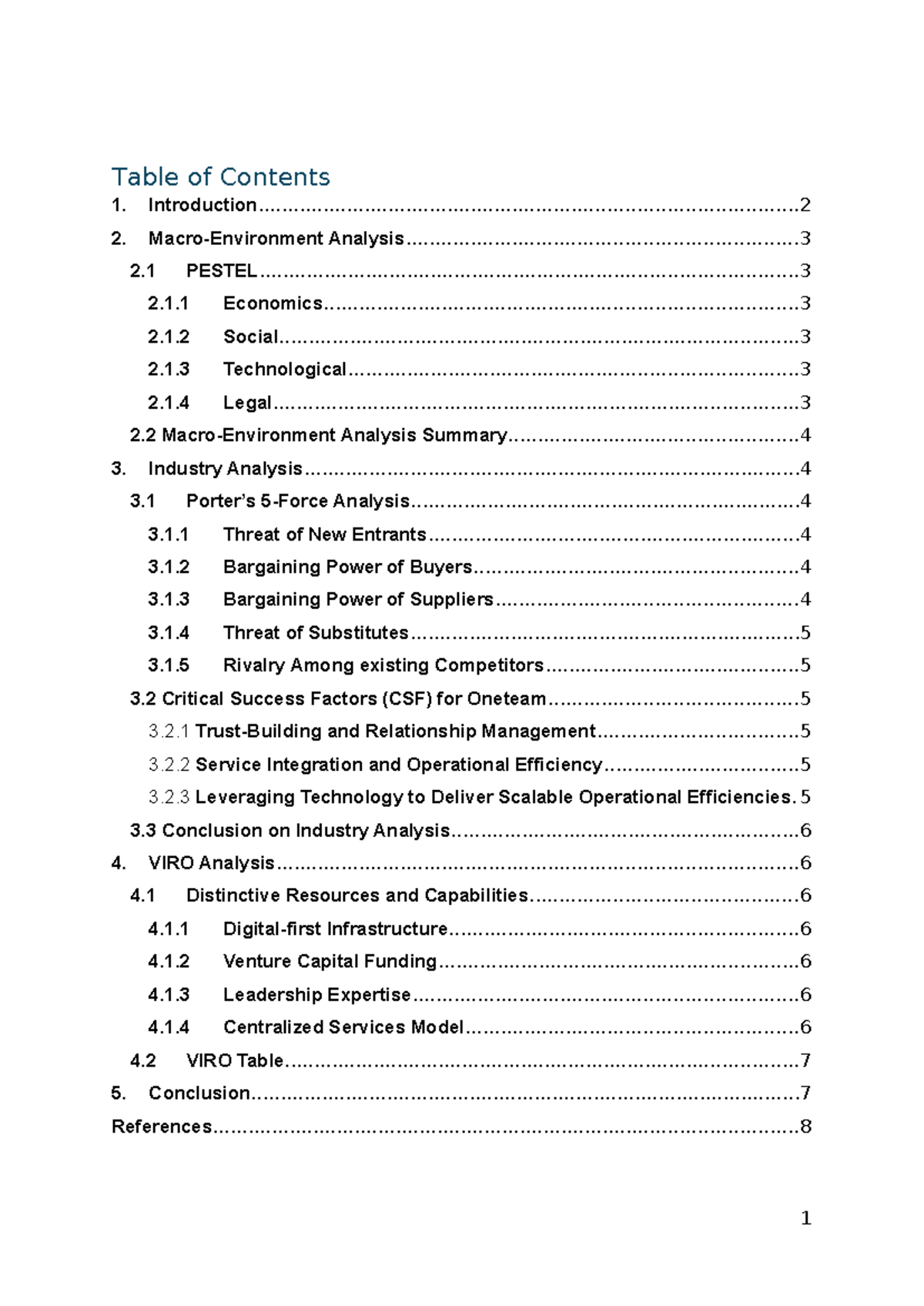 BUSM3200 Assignment 1: Strategic Analysis of Oneteam's Succession Model ...