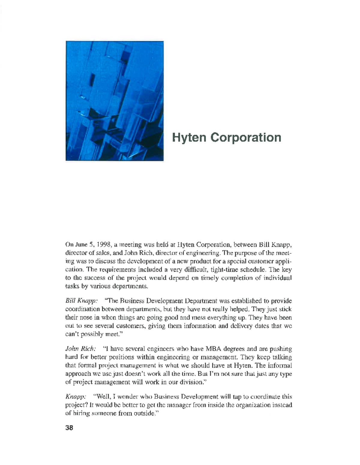 Introduction of formal project management at Hyten Corporation - Studocu