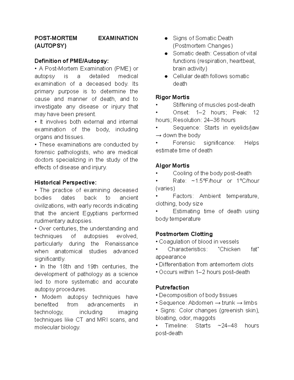 POST-MORTEM EXAMINATION (PME): Understanding Autopsy Procedures - Studocu