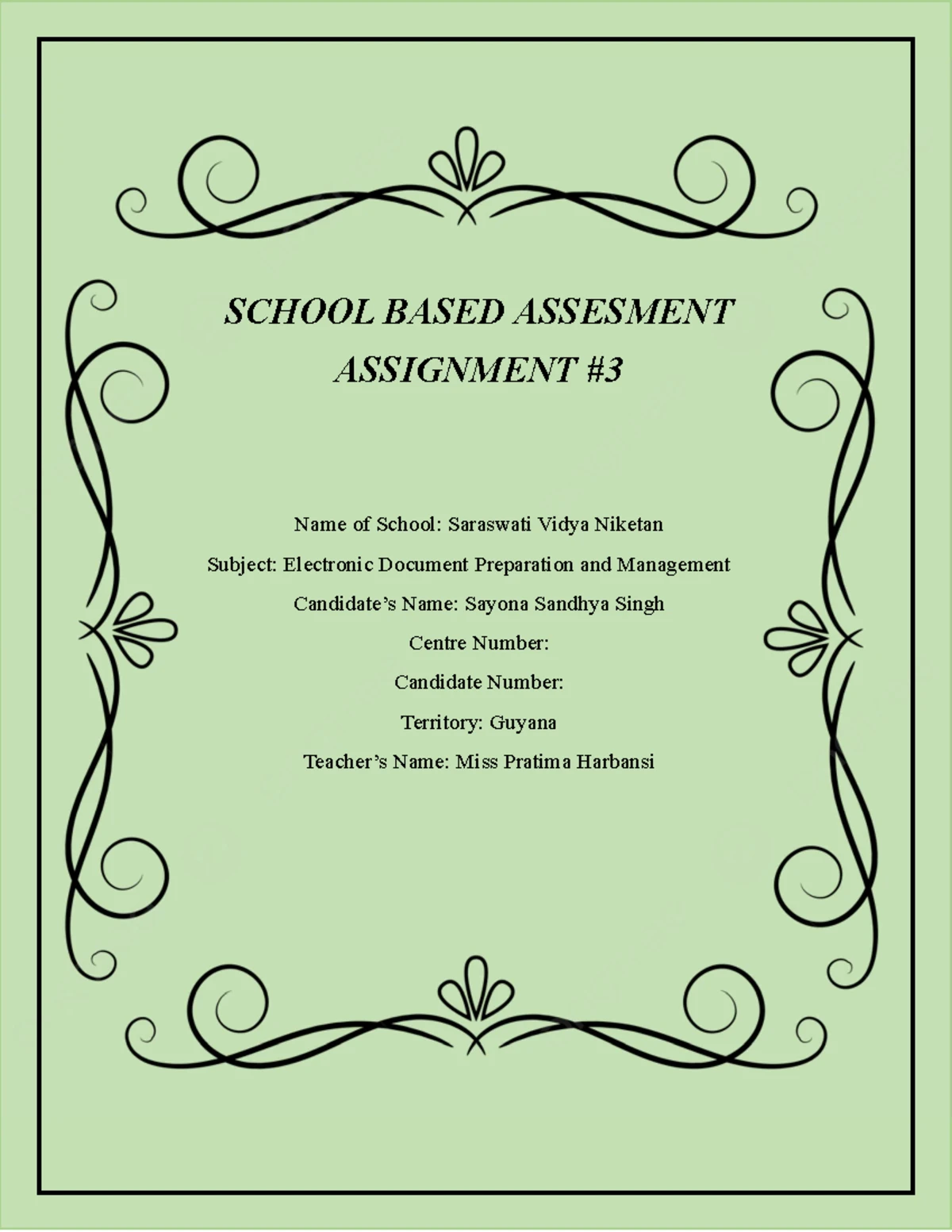 GOE SBA - Csec geography sba sample- GFC training centre - Table of ...