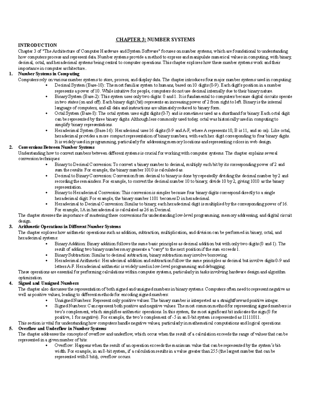 Chapter 3: Number Systems in Computer Architecture (CS101) - Studocu