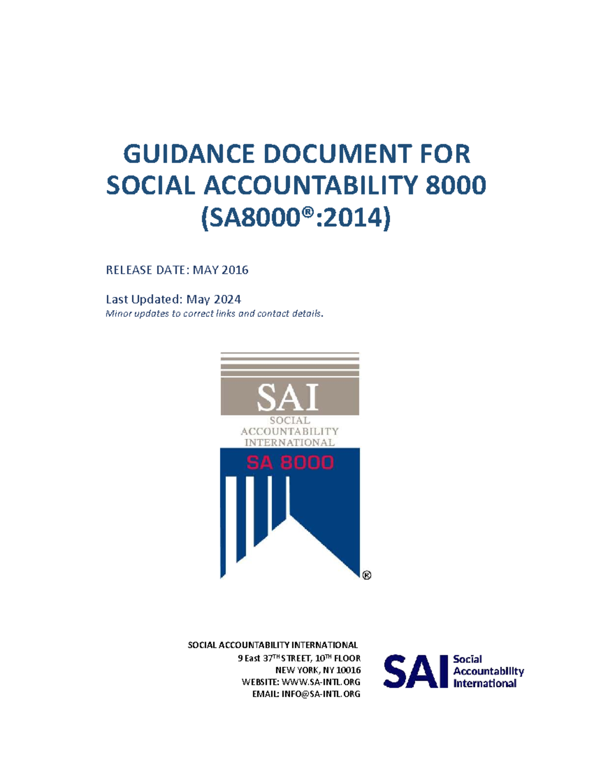 SA8000-2014 Guidance Document: Social Accountability Updates (May 2024 ...