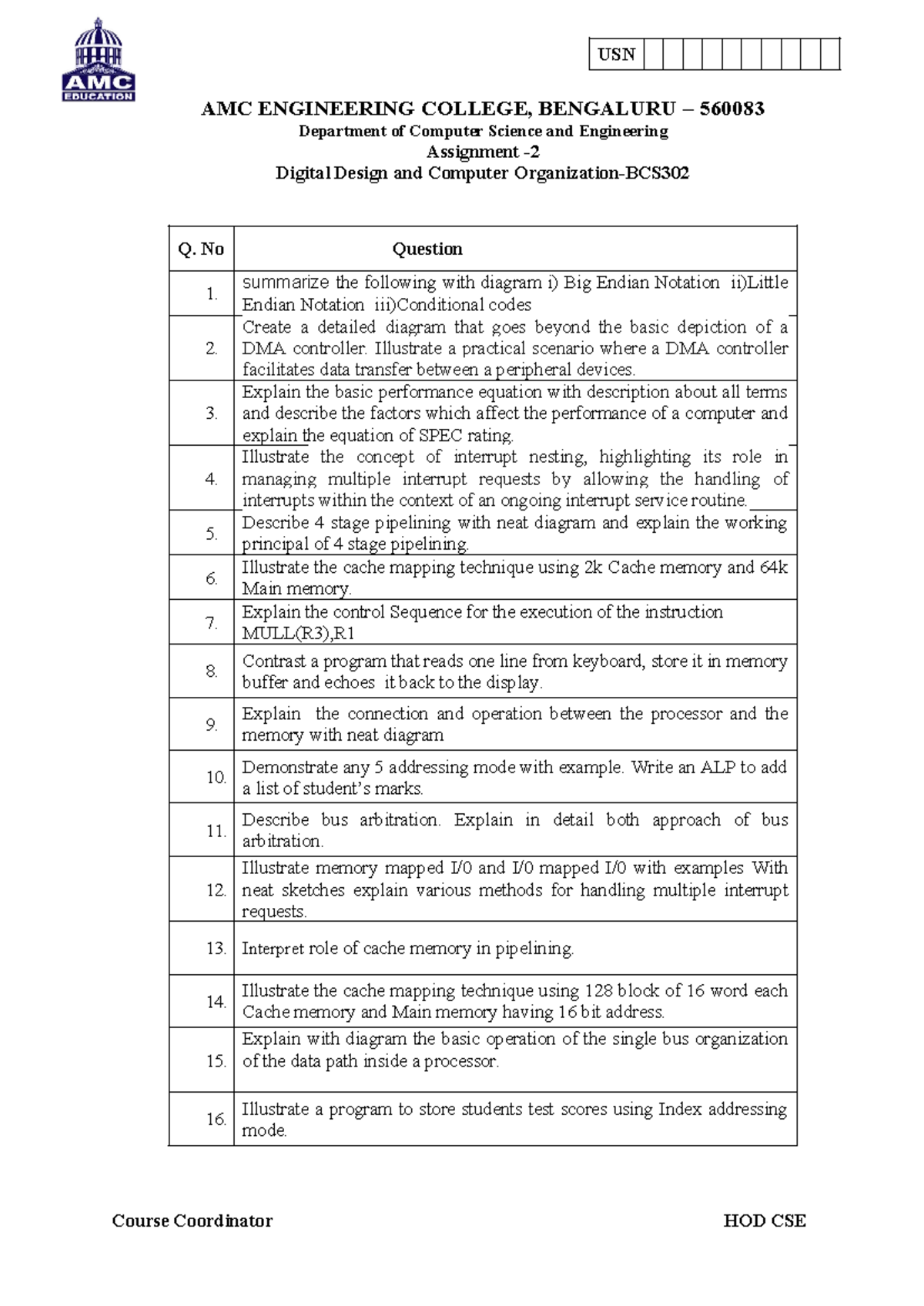 DDCO- Digital Design & Computer Org. Question Bank & Assignments - Studocu