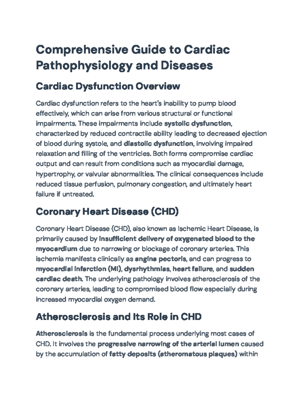 Comprehensive Overview of Cardiac Pathophysiology and Diseases (MED 101 ...