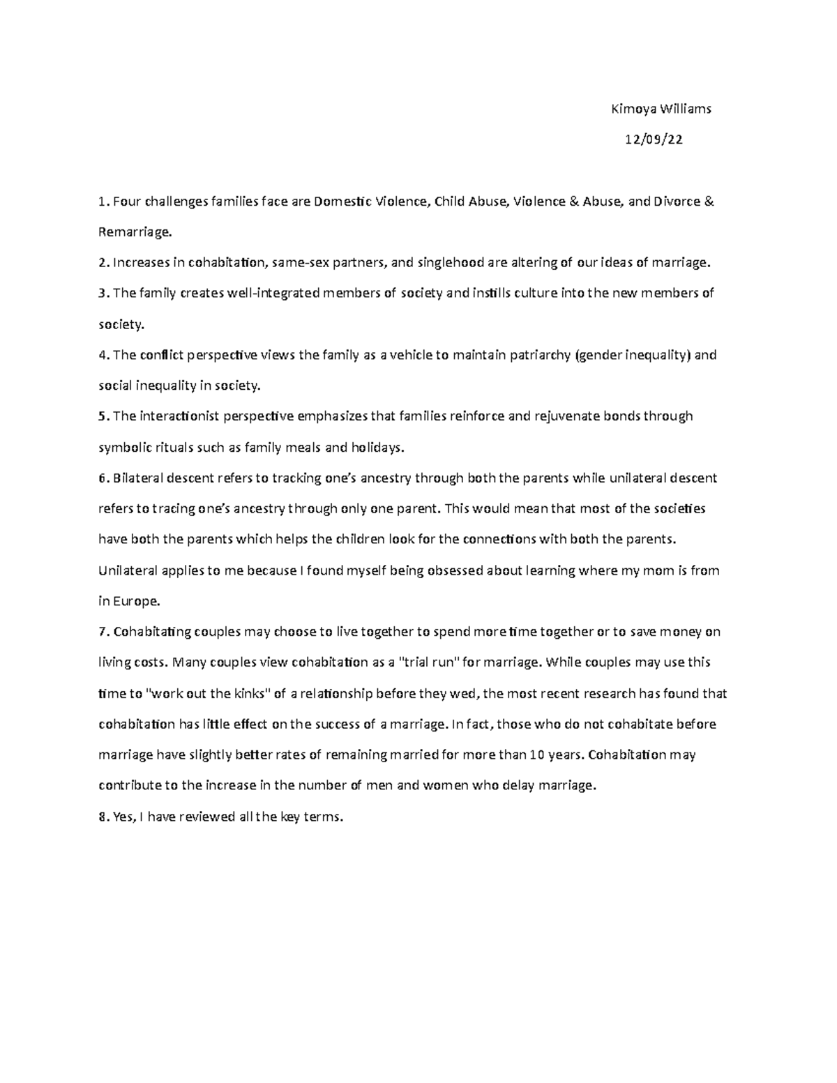 Chapter 14 sociology - Kimoya Williams 12/09/ Four challenges families ...