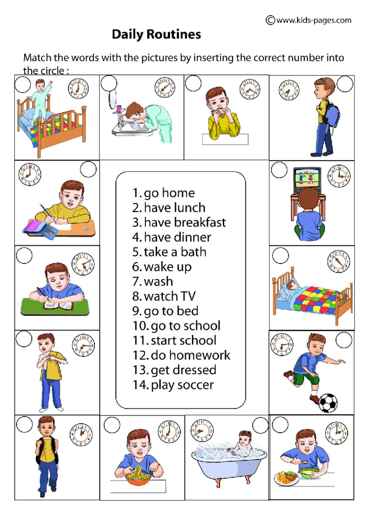 Daily Routines Activity: Match Words with Pictures (Course Code: C ...