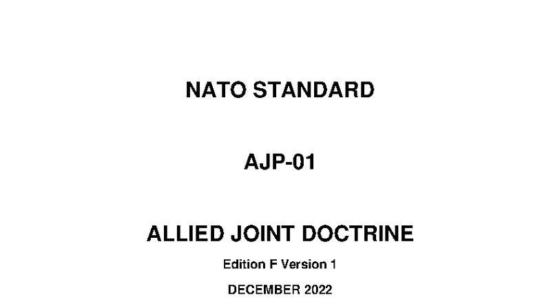 AJP-01 EDF V1 E (1) 2437 - NATO Allied Joint Doctrine Overview - Studocu