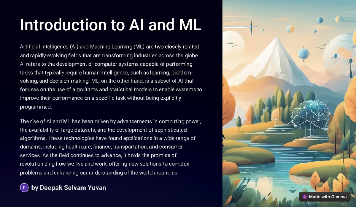 Introduction to AI and ML - Introduction to AI and ML Artificial ...