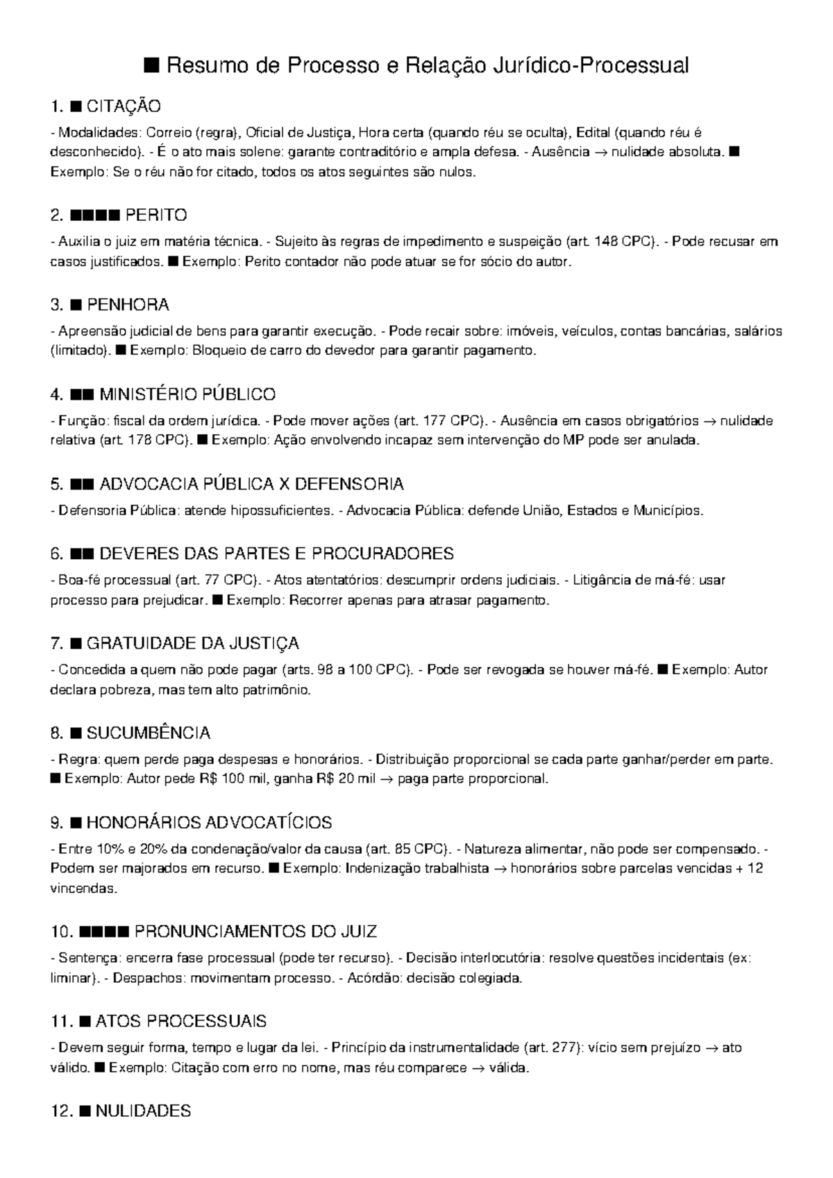 Resumo de Processo Jurídico: Citação, Perito e Deveres (CPC) - Studocu