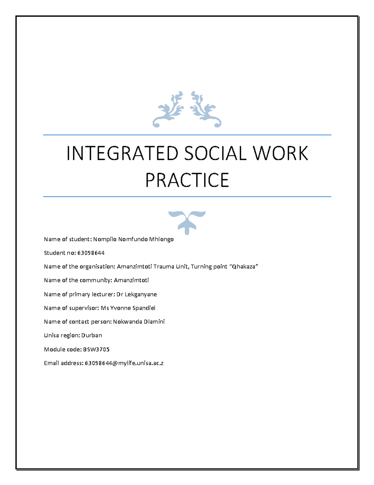 BSW Community Work Proposal: Lioness Women Project for GBV Survivors ...