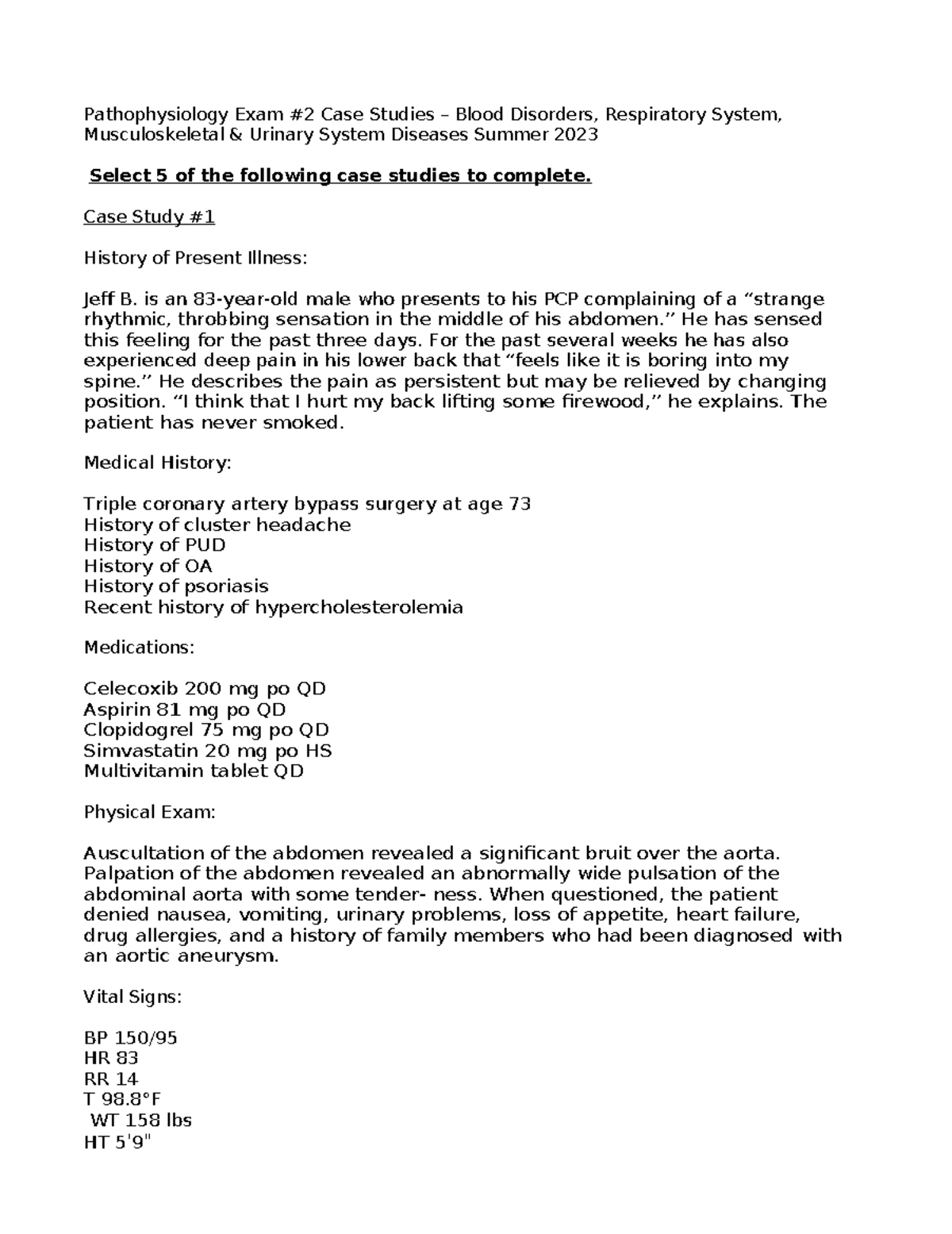 Pathophysiology Exam Case Studies #2: Blood & Respiratory Disorders ...