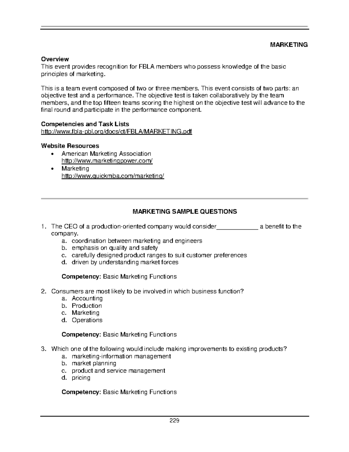 MARKETING 5 Study Guide (2013-16) for FBLA Team Event - Studocu