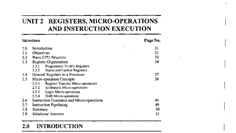 Unit 2: Registers and Instruction Execution - CPU Structure and Operations - Studocu