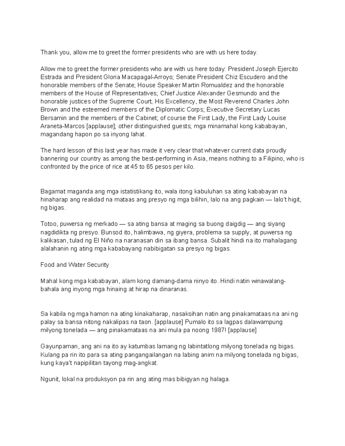 Manuscript OF SONA 2024 - Thank you, allow me to greet the former ...