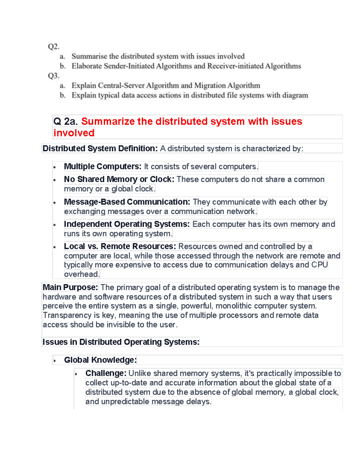MSCS201 Final Exam Notes: Distributed Systems & Algorithms - Studocu