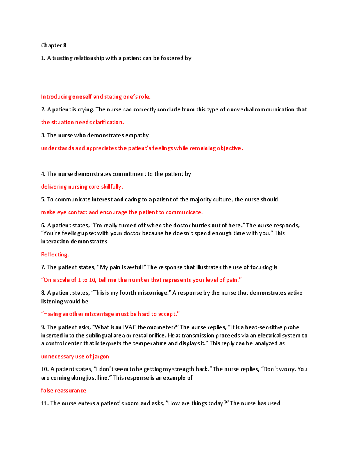 Chapter 8 & 9: Comprehensive Review for Nursing Communication Skills ...