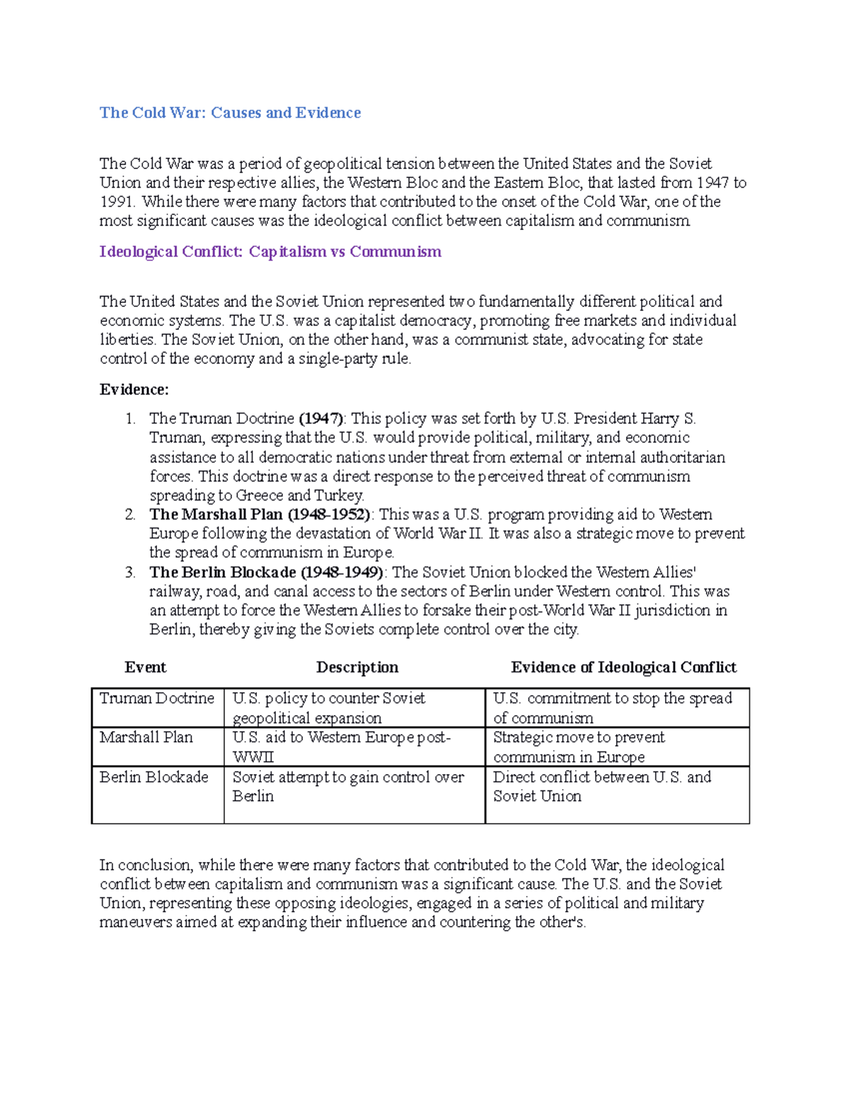The Cold War: Causes and Evidence - Discussion Document 5-2 - Studocu