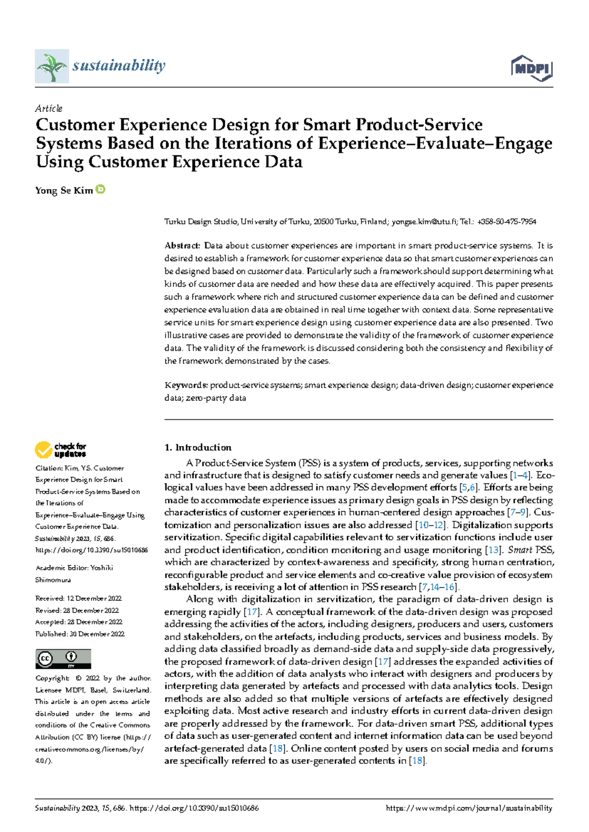 Sustainability 15: Customer Experience Design Framework for Smart ...