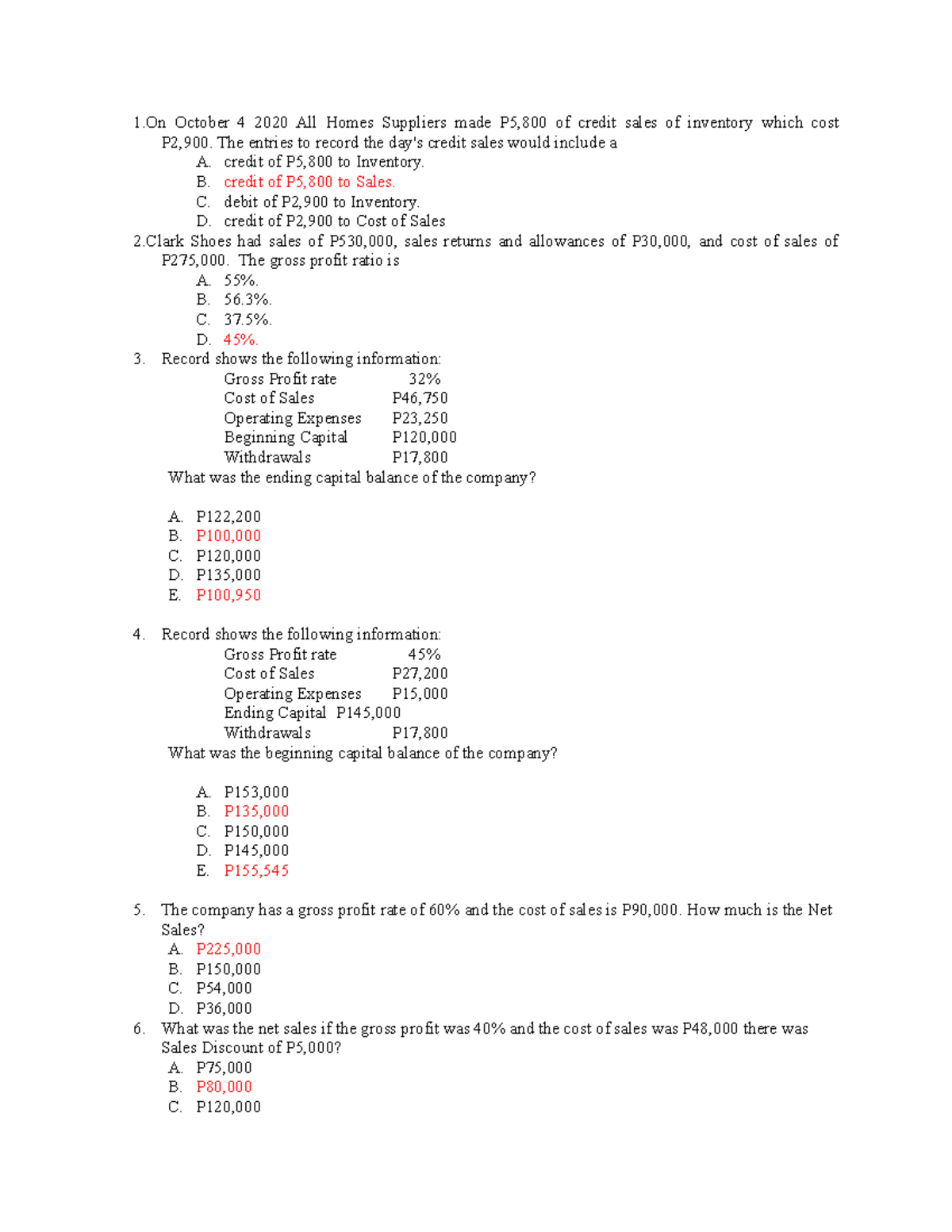 Fundamentals of Accounting 2 (Quiz with answers) - 1 October 4 2020 All ...