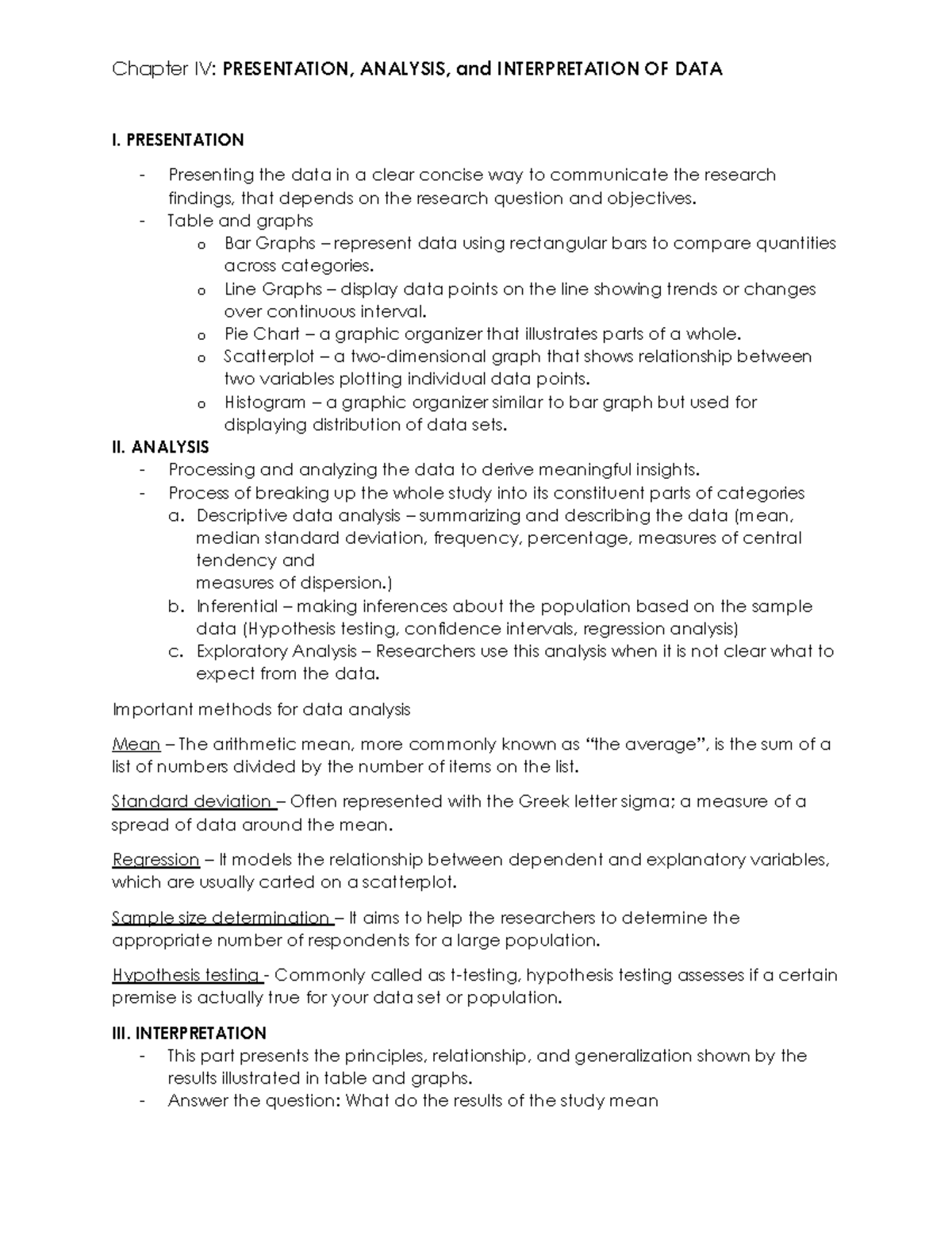III Reviewer - Chapter IV: PRESENTATION, ANALYSIS, and INTERPRETATION ...