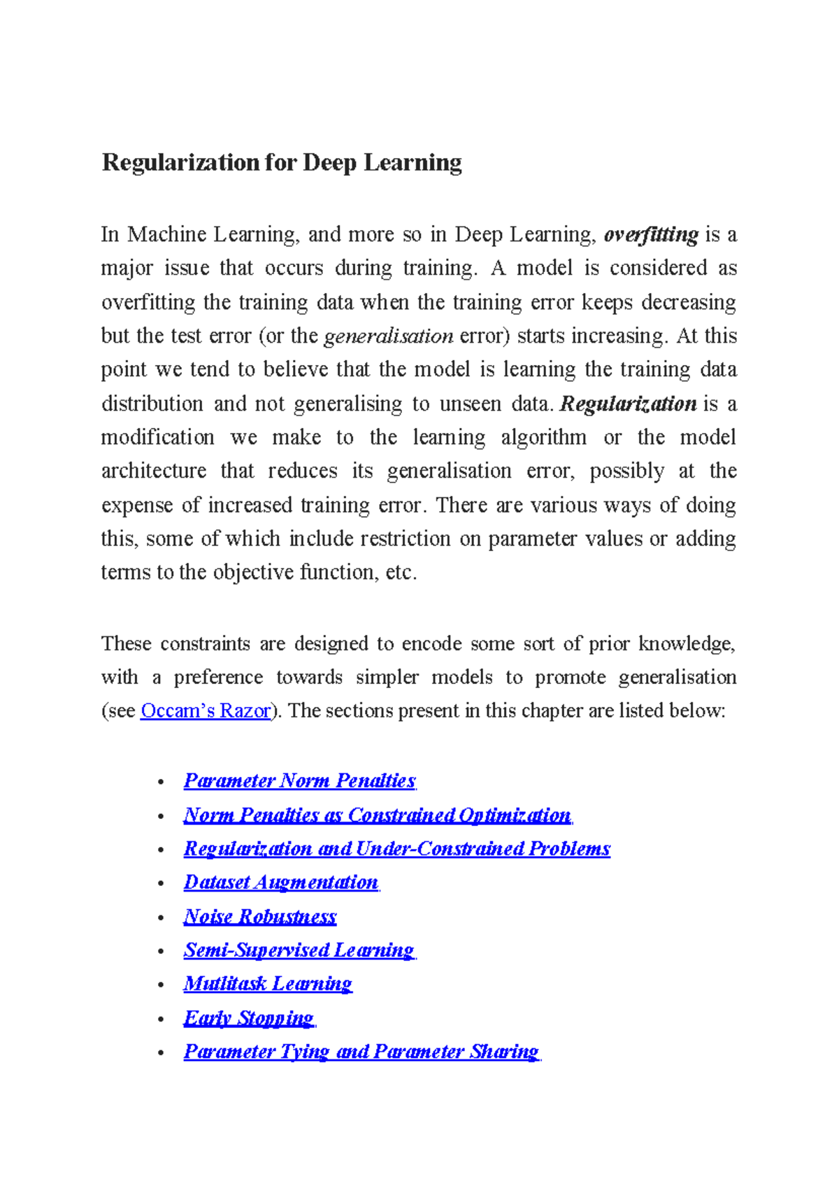 Regularization Techniques in Deep Learning (UNI-2 DEEP Learning PHD) - Studocu